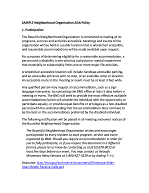 Printable sample ada policy and Document Blanks to Submit in PDF ...