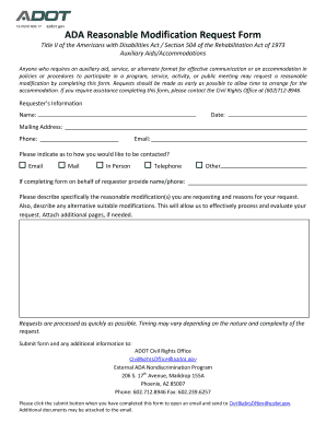 Fillable Online ADA Reasonable Modification Request Form Fax Email ...