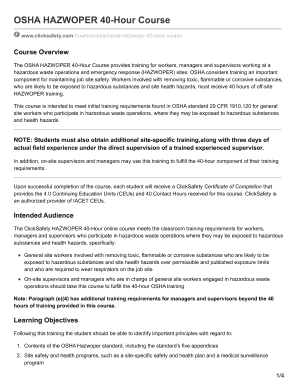 Fillable Online OSHA HAZWOPER 40-Hour Course Fax Email Print - pdfFiller