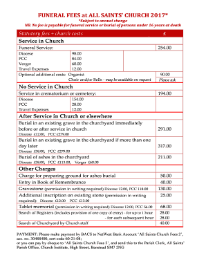 Fillable Online FUNERAL FEES at ALL SAINTS CHURCH 2017* Fax Email Print ...