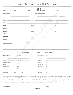 Fillable Online FUNERAL CONTRACT Fax Email Print - pdfFiller