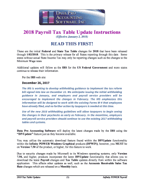 Fillable Online 2018 Payroll Tax Table Update Instructions Fax Email ...