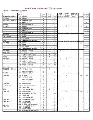 Fillable Online AREA 14 SHOW JUMPING DISPLAY SCORE SHEET Fax Email ...