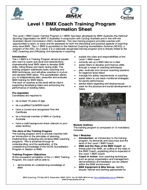 Fillable Online Level 1 BMX Coach Training Program Fax Email Print ...