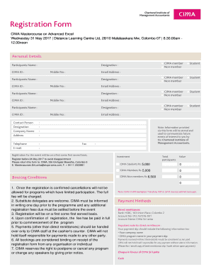 Fillable Online CIMA Mastercourse on Advanced Excel Fax Email Print ...