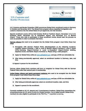 Fillable Online Customs and Border Protection (CBP) announces Global ...