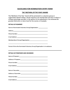 Fillable Online GUIDELINES FOR NOMINATION ENTRY FORM Fax Email Print ...