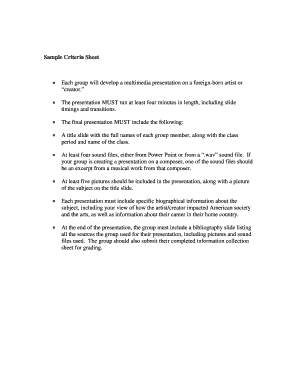 Fillable Online Sample Criteria Sheet Fax Email Print - pdfFiller