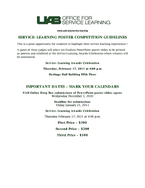 Fillable Online SERVICE-LEARNING POSTER COMPETITION GUIDELINES Fax ...