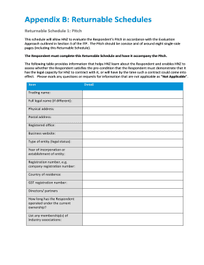 Fillable Online Appendix B: Returnable Schedules Fax Email Print ...
