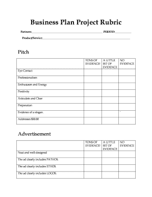 Fillable Online Business Plan Project Rubric Fax Email Print - pdfFiller