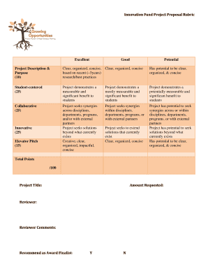 Fillable Online Innovation Fund Project Proposal Rubric Fax Email Print ...