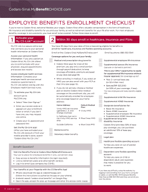 Fillable Online EMPLOYEE BENEFITS ENROLLMENT CHECKLIST Fax Email Print ...