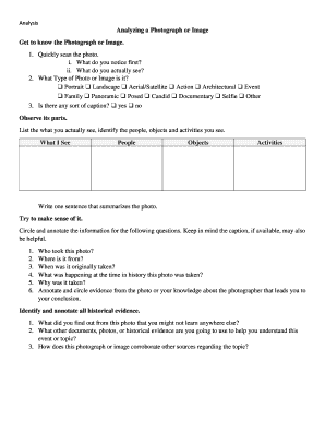 Fillable Online Analyzing a Photograph or Image Fax Email Print - pdfFiller