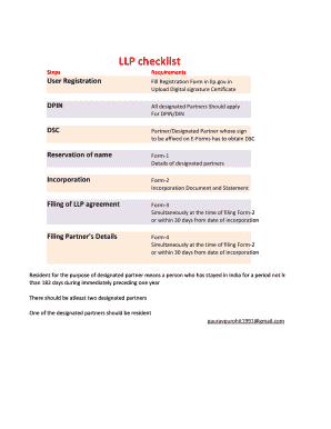 Fillable Online LLP checklist Fax Email Print - pdfFiller