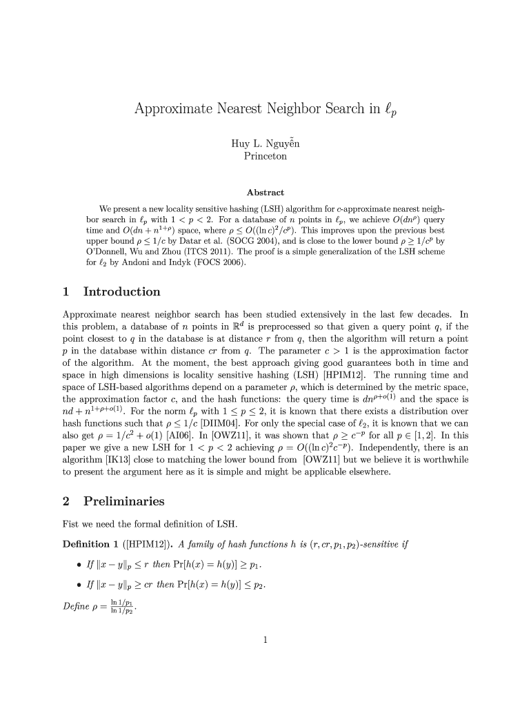 Fillable Online Approximate Nearest Neighbor Search in Fax Email Print - pdfFiller