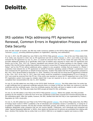 Fillable Online IRS updates FAQs addressing FFI Agreement Fax Email ...