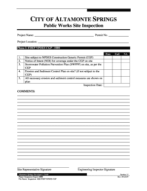 Fillable Online Public Works Site Inspection Fax Email Print - pdfFiller