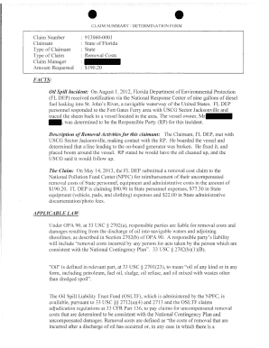 Fillable Online CLAIM SUMMARY I DETERMINATION FORM Fax Email Print ...