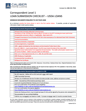 Fillable Online LOAN SUBMISSION CHECKLIST USDA LOANS Fax Email Print ...