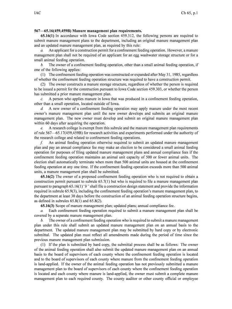 Fillable Online 16(459,459B) Manure management plan requirements Fax ...