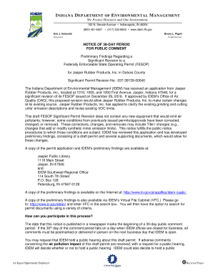 Fillable Online permits air idem in INDIANA DEPARTMENT OF ENVIRONMENTAL ...