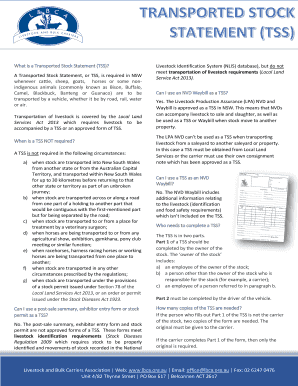 Fillable Online What is a Transported Stock Statement (TSS) Fax Email ...