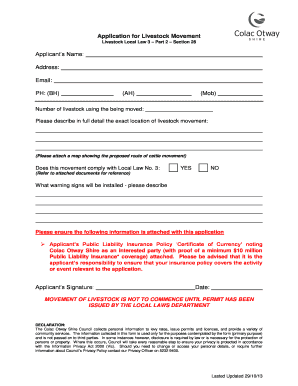 Fillable Online Application for Livestock Movement Fax Email Print ...