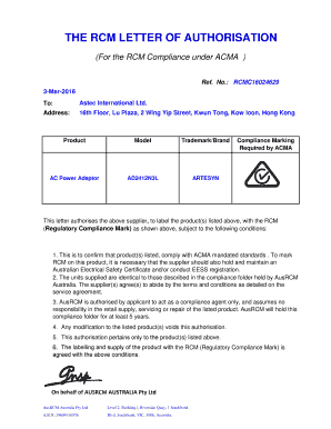 Fillable Online THE RCM LETTER OF AUTHORISATION Fax Email Print - pdfFiller