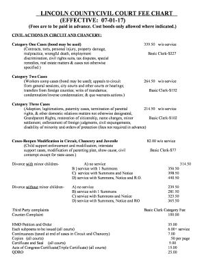Fillable Online LINCOLN COUNTYCIVIL COURT FEE CHART Fax Email Print ...