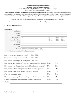 Fillable Online Conservatorship Intake Form Fax Email Print - pdfFiller
