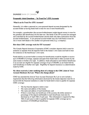 Fillable Online Frequently Asked Questions In Trust For (ITF) Accounts Fax Email Print - pdfFiller