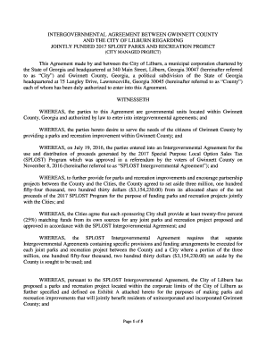 Fillable Online INTERGOVERNMENTAL AGREEMENT BETWEEN GWINNETT COUNTY Fax ...