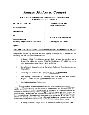 Fillable Online Sample Motion to Compel Fax Email Print - pdfFiller