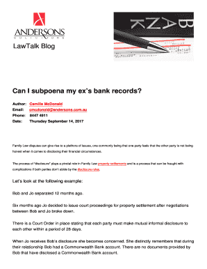 Fillable Online Can I subpoena my exs bank records Fax Email Print ...