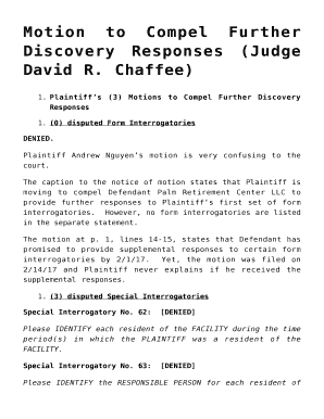 Fillable Online Discovery Responses (Judge Fax Email Print - pdfFiller