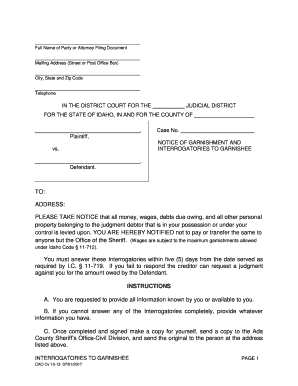Fillable Online NOTICE OF GARNISHMENT AND Fax Email Print - pdfFiller