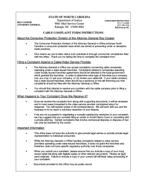 Fillable Online CABLE COMPLAINT FORM INSTRUCTIONS Fax Email Print ...