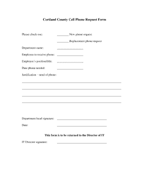 Fillable Online Cortland County Cell Phone Request Form Fax Email Print ...