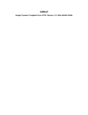 Fillable Online Sample Customer Complaint Form of IM Telecom, LLC d/b/a ...