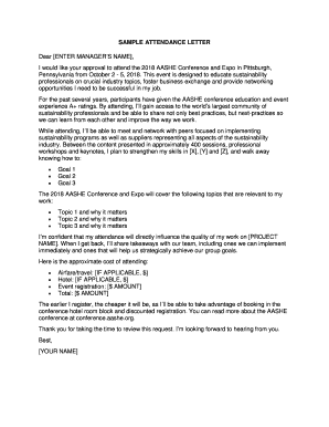 Fillable Online SAMPLE ATTENDANCE LETTER Fax Email Print - pdfFiller