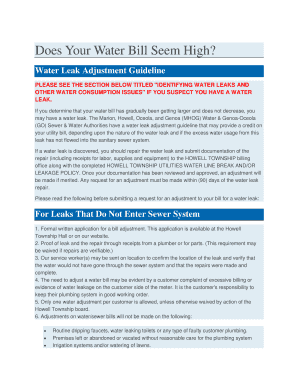 Fillable Online Does Your Water Bill Seem High Fax Email Print - pdfFiller