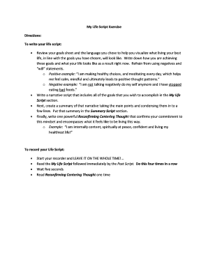 Fillable Online My Life Script Exercise Fax Email Print - pdfFiller