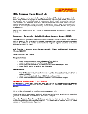 Fillable Online DHL Express (Hong Kong) Ltd Fax Email Print - pdfFiller