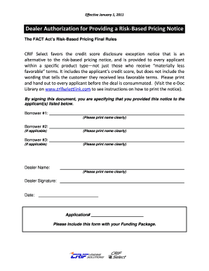 Fillable Online The FACT Acts Risk-Based Pricing Final Rules Fax Email ...