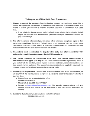 Fillable Online To Dispute an ACH or Debit Card Transaction Fax Email ...