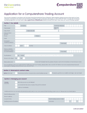Fillable Online Application for a Computershare Trading Account Fax ...