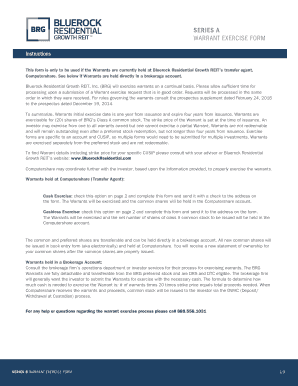 Fillable Online WARRANT EXERCISE FORM Fax Email Print - pdfFiller
