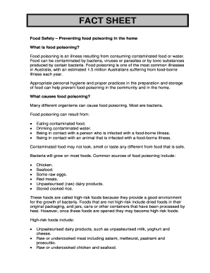 Fillable Online Food Safety Preventing food poisoning in the home Fax ...