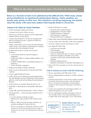 Printable Checklist When Someone Dies - Fill Online, Printable ...